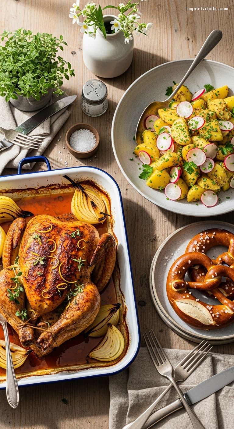 Bavarian Roast Chicken with Warm Potato-Radish Salad – Imperial Recipes