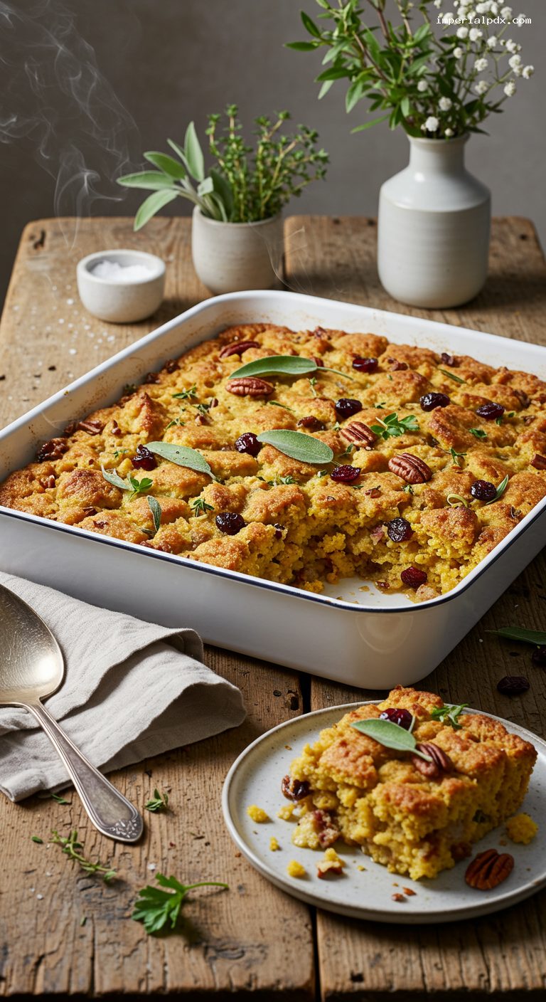 Brown Butter Cornbread Stuffing with Sage Sausage and Cranberries ...