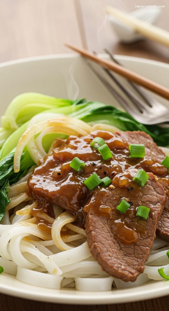 Crispy Pan-Fried Pho with Black Pepper Beef Gravy – Imperial Recipes