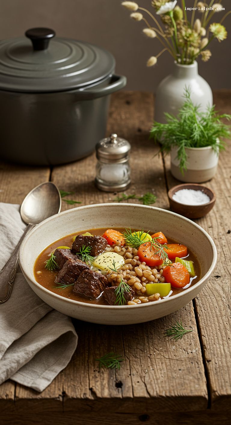 Savory Beef and Barley Stew with Dill – Imperial Recipes