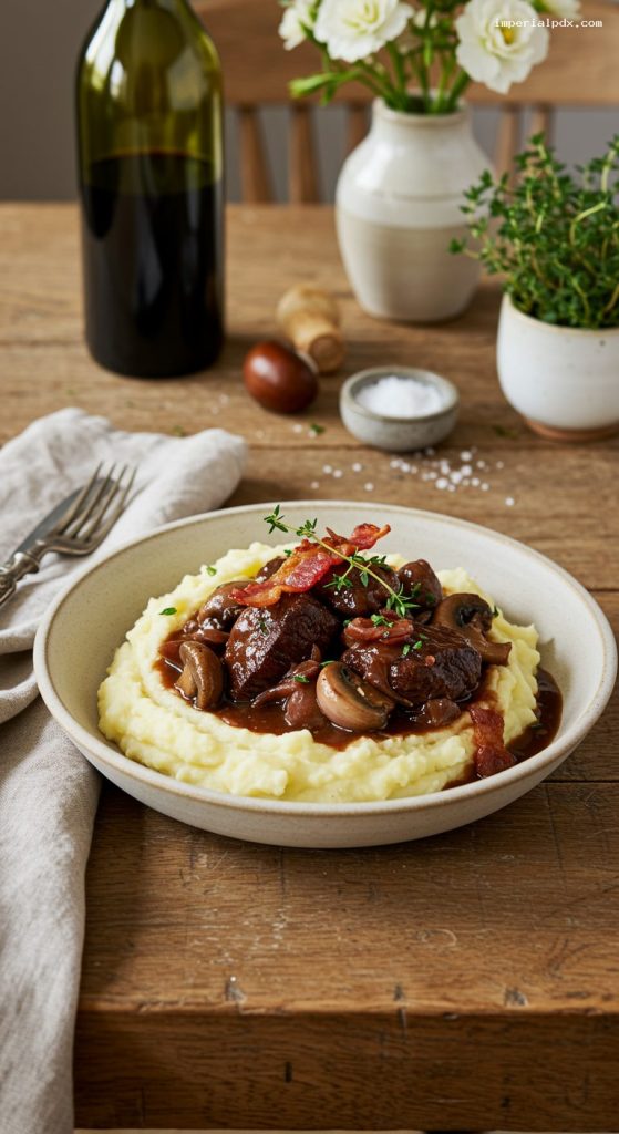 Slow Cooker Beef Bourguignon Over Mashed Potatoes – Imperial Recipes