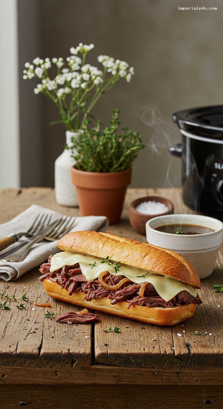 Slow Cooker Beef French Dip with Au Jus – Imperial Recipes