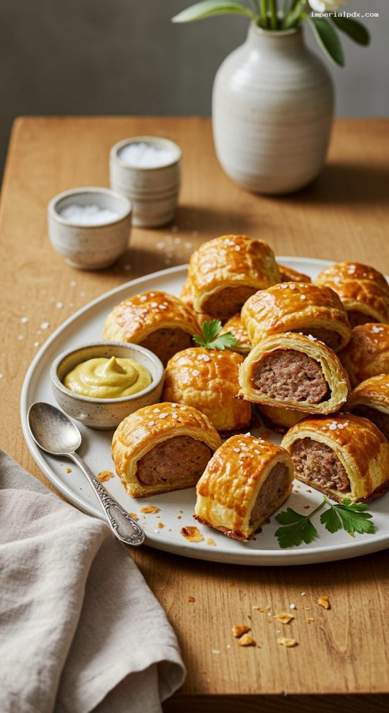 Buttery Puff Pastry Sausage Rolls with English Mustard – Imperial Recipes