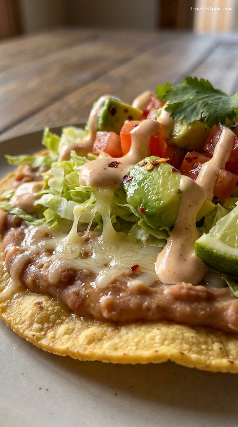 Cheesy Refried Bean Tostadas with Chipotle Crema – Imperial Recipes