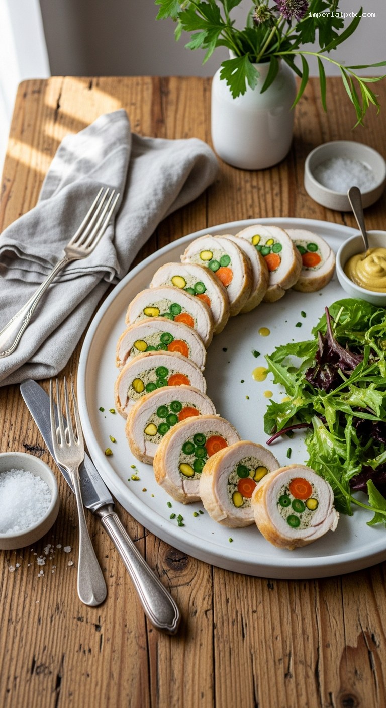 Chicken Galantine with Herb and Pistachio Forcemeat – Imperial Recipes