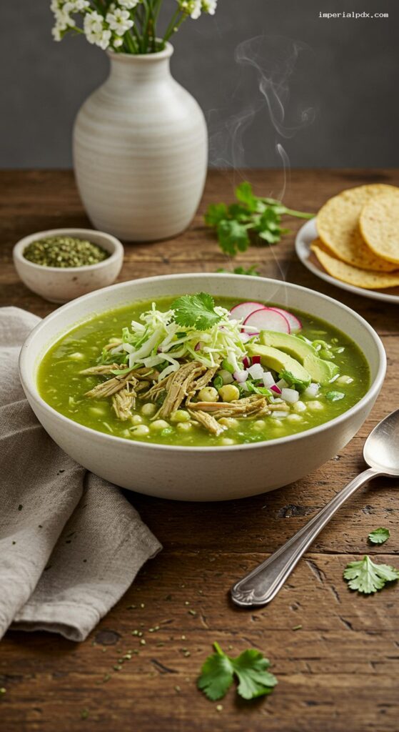Chicken Pozole Verde with Hominy and Tomatillo – Imperial Recipes