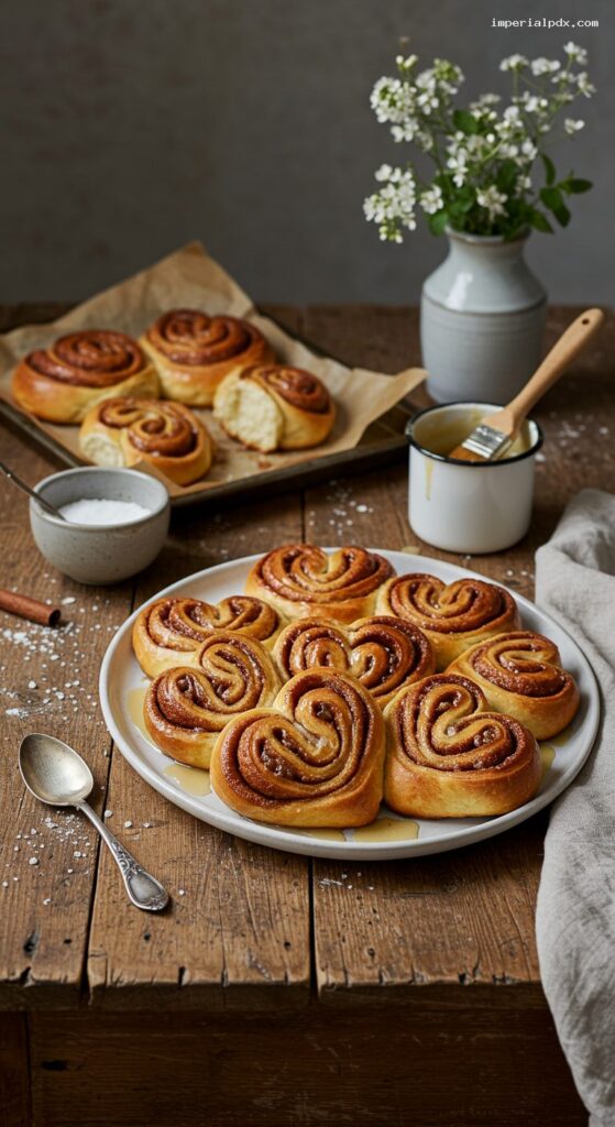 Cinnamon Plyushki: Fluffy Heart-Shaped Yeasted Buns - Imperial Recipes