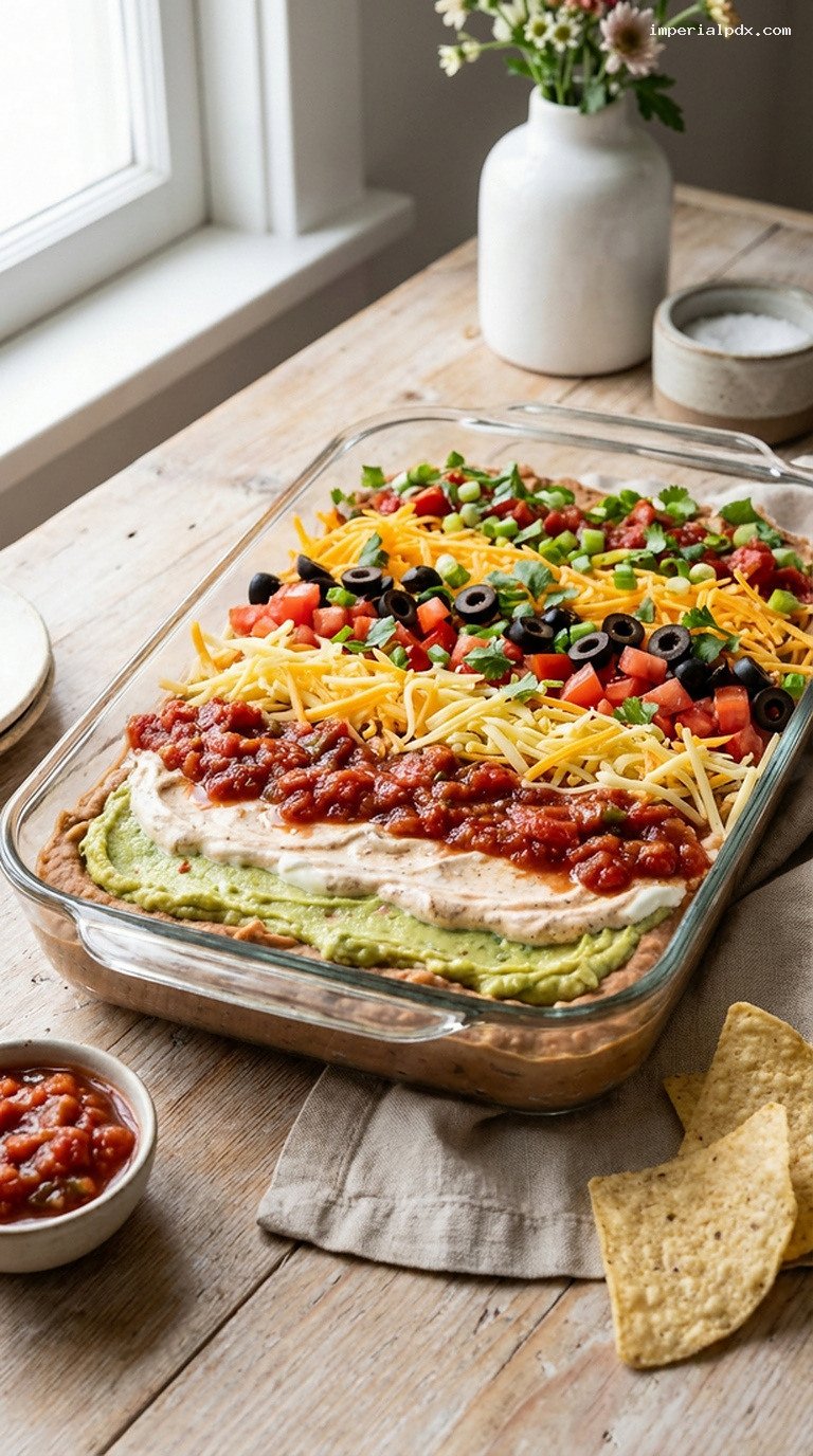 Classic Seven-Layer Dip with Guacamole and Refried Beans – Imperial Recipes