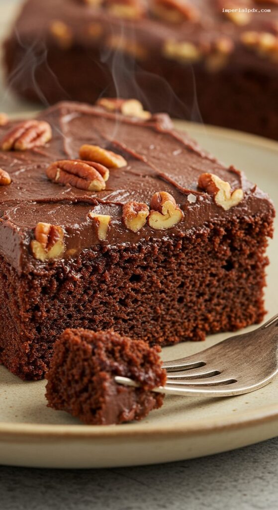 Classic Texas Sheet Cake with Pecan Fudge Icing – Imperial Recipes