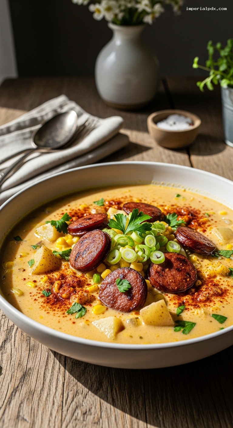 Creamy Cajun Corn Chowder with Smoked Sausage – Imperial Recipes