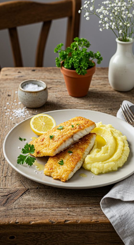 Crispy Battered Hake with Buttery Mashed Potatoes – Imperial Recipes