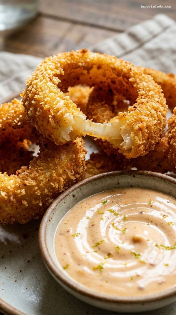 Crispy Panko Onion Rings With Chipotle Lime Dip – Imperial Recipes