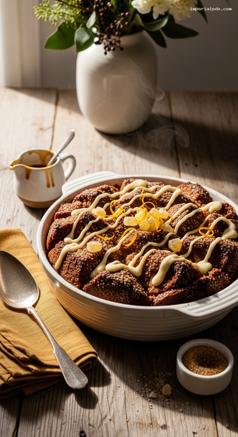 Gingerbread Bread Pudding with Rum Glaze – Imperial Recipes