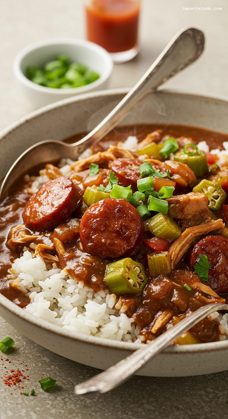 Houston-Style Chicken and Andouille Gumbo Over Rice – Imperial Recipes