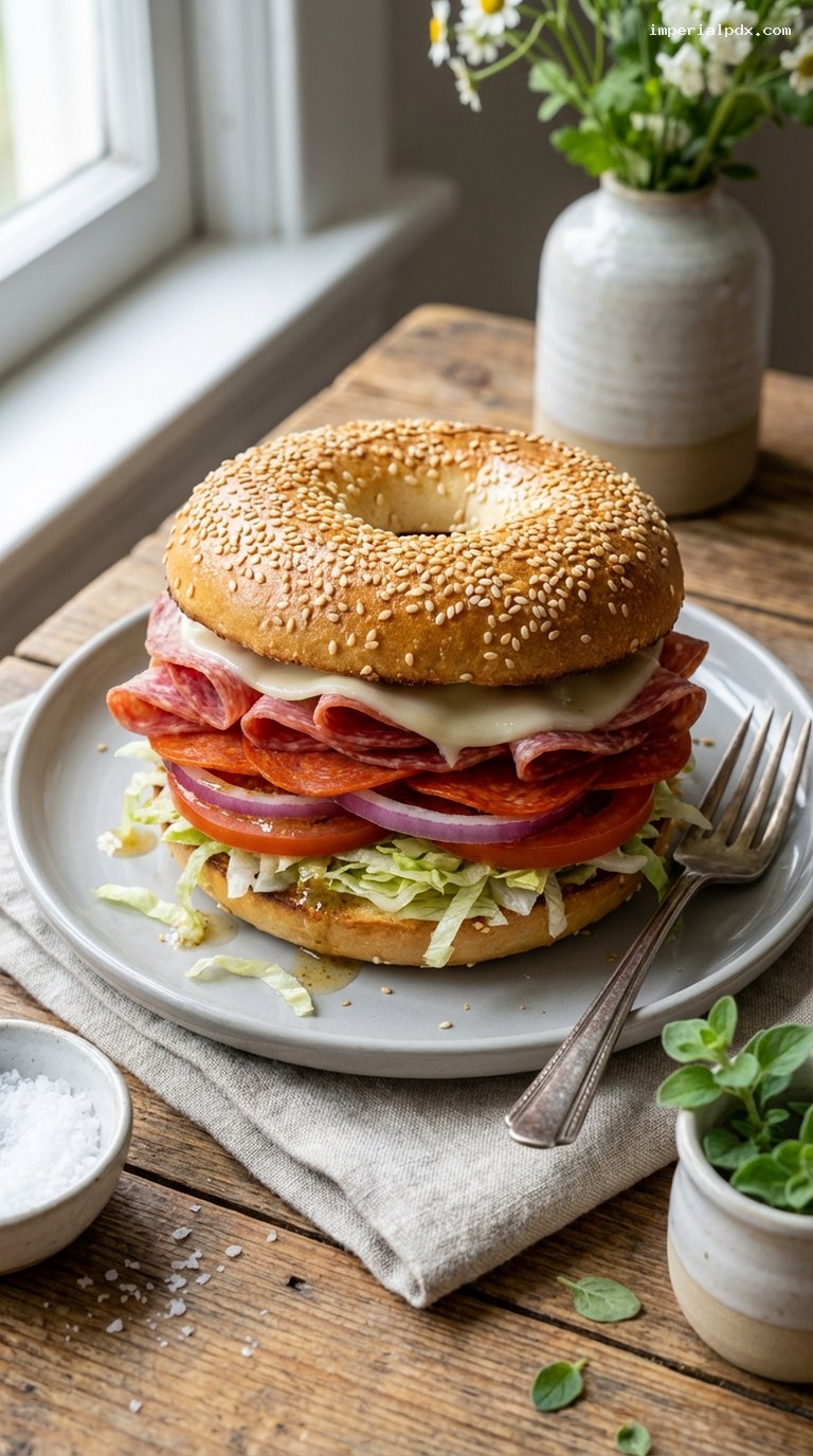 Italian Deli Bagel Sandwich with Salami and Provolone – Imperial Recipes