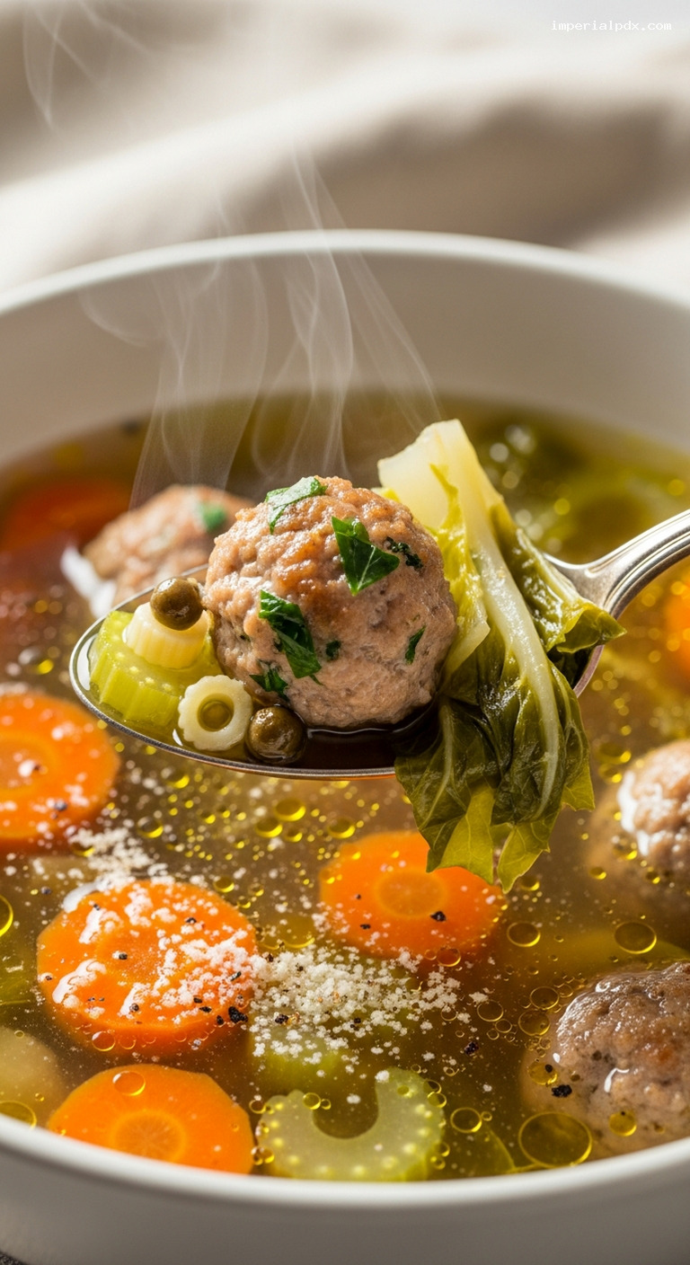 Italian Wedding Soup with Tiny Meatballs and Escarole - Imperial Recipes