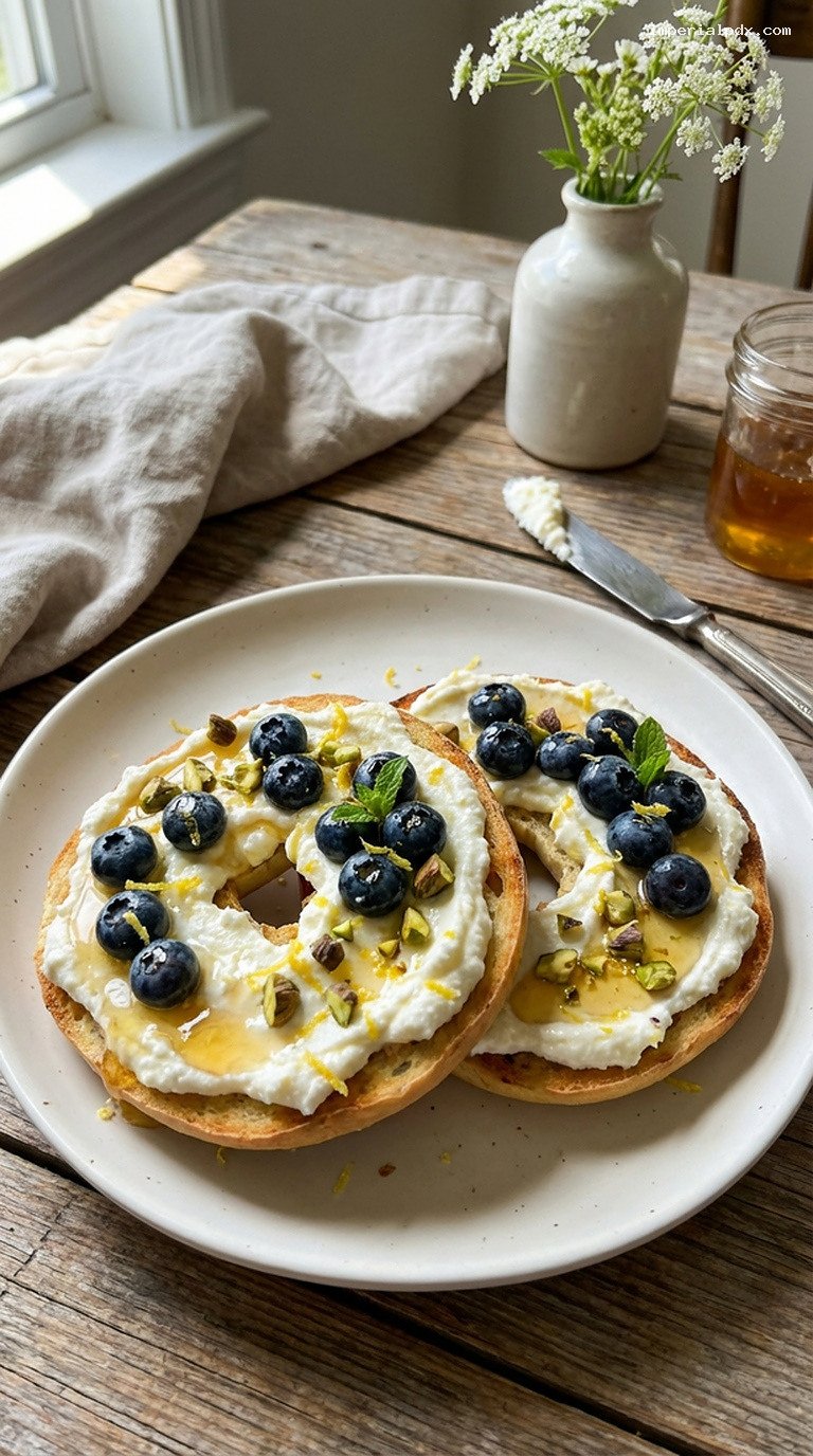 Lemon Ricotta Blueberry Bagel with Honey Drizzle – Imperial Recipes