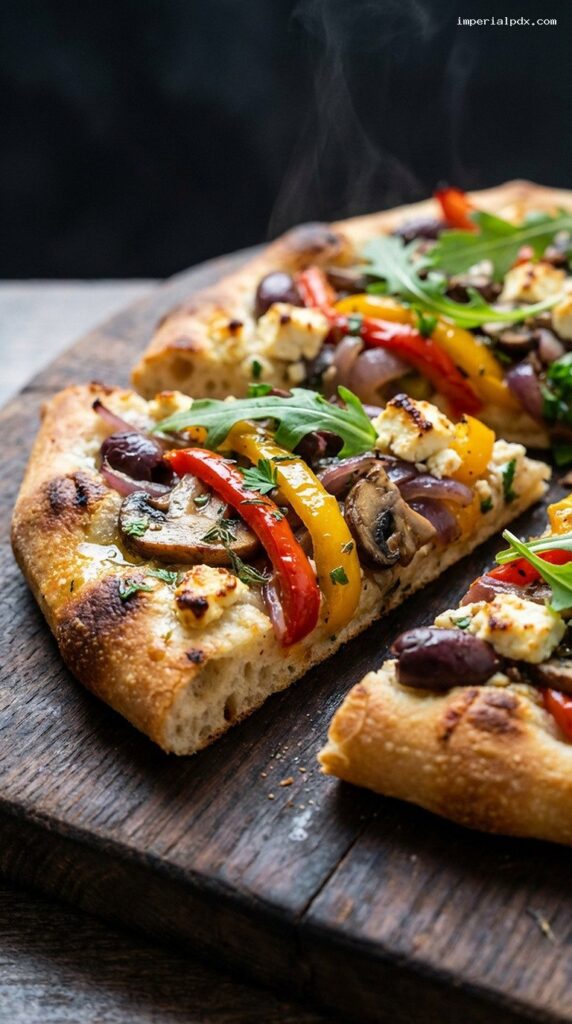 Loaded Veggie Flatbread with Roasted Peppers and Feta – Imperial Recipes