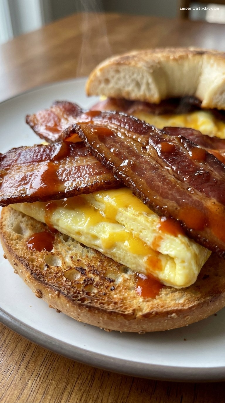Maple Bacon, Egg and Cheese Bagel Breakfast Sandwich – Imperial Recipes