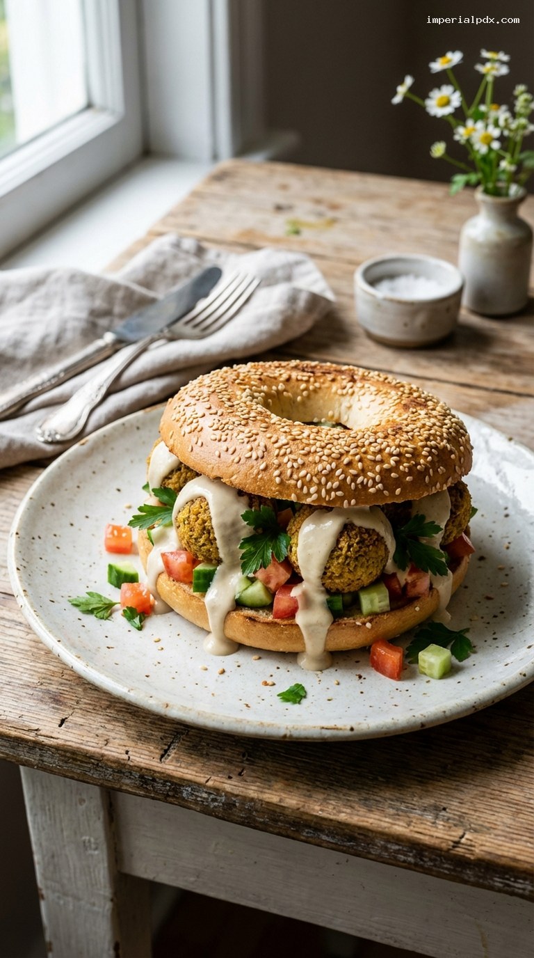 Middle Eastern Falafel Bagel with Tahini Sauce – Imperial Recipes