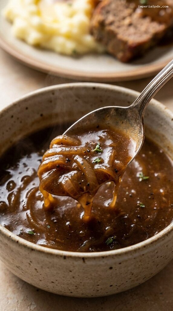 Rich Slow-Cooked Caramelized Onion Gravy With Thyme and Worcestershire ...