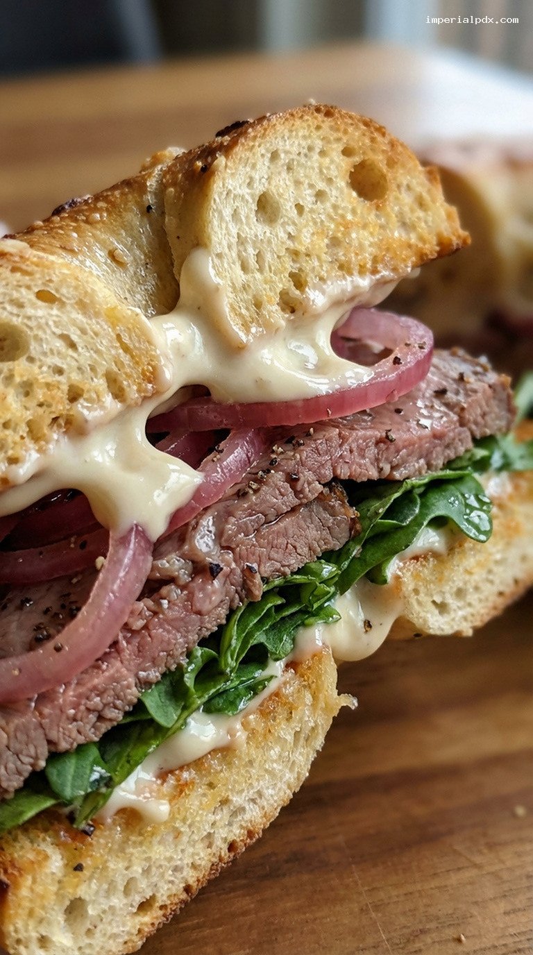 Roast Beef Bagel With Caramelized Garlic Aioli – Imperial Recipes