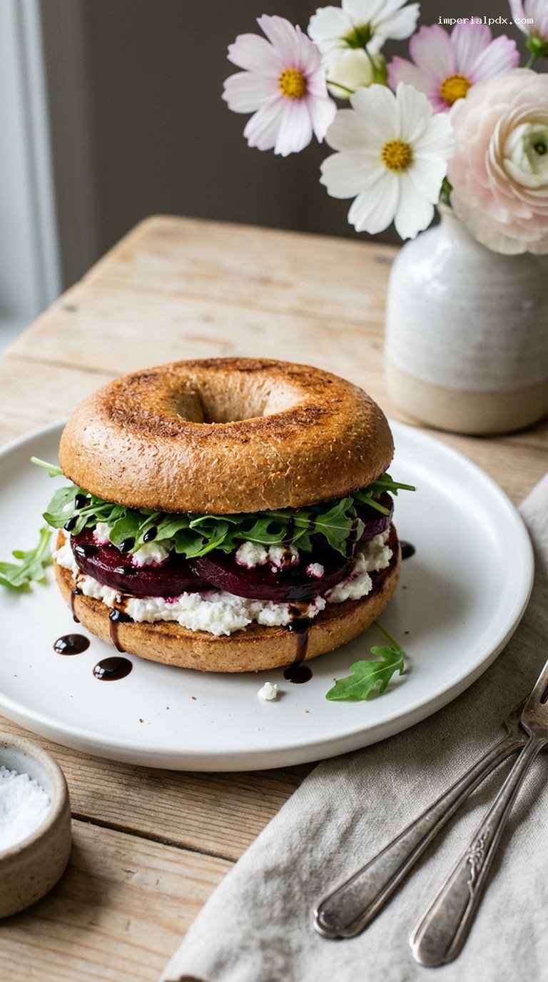 Roasted Beet and Goat Cheese Bagel with Arugula – Imperial Recipes