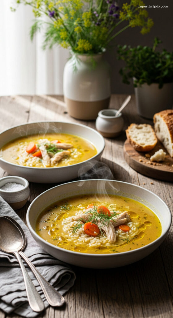 Rustic Chicken and Rice Soup with Dill - Imperial Recipes
