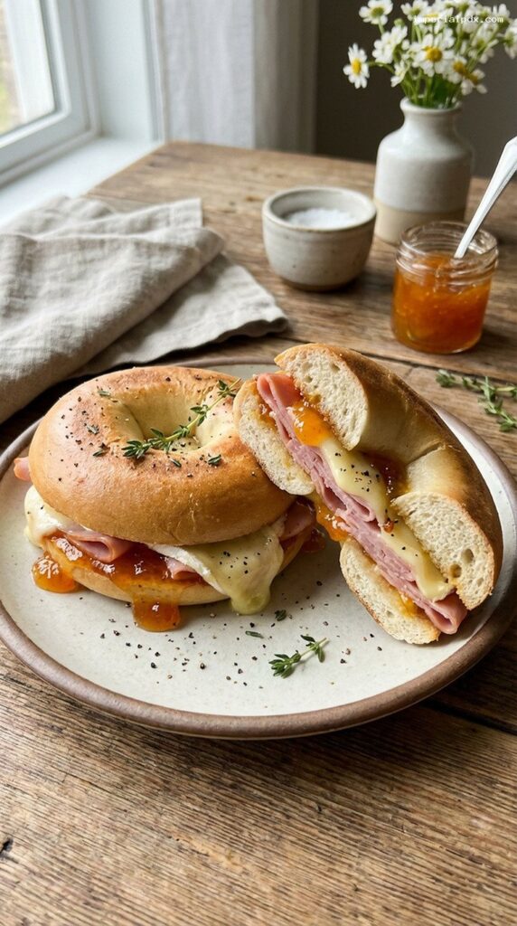 Savory-Sweet Ham, Brie and Apricot Bagel – Imperial Recipes