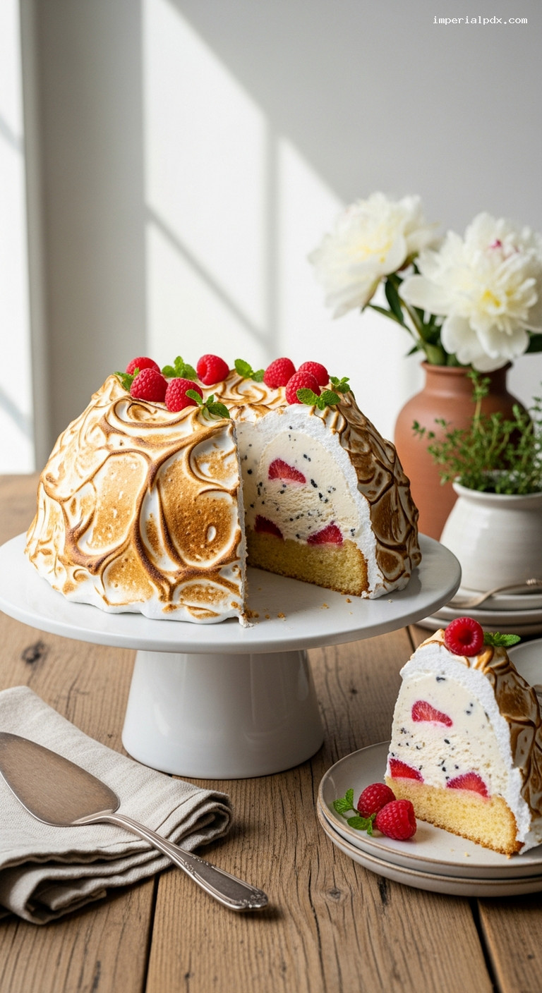 Show-Stopping Baked Alaska with Pound Cake and Meringue – Imperial Recipes