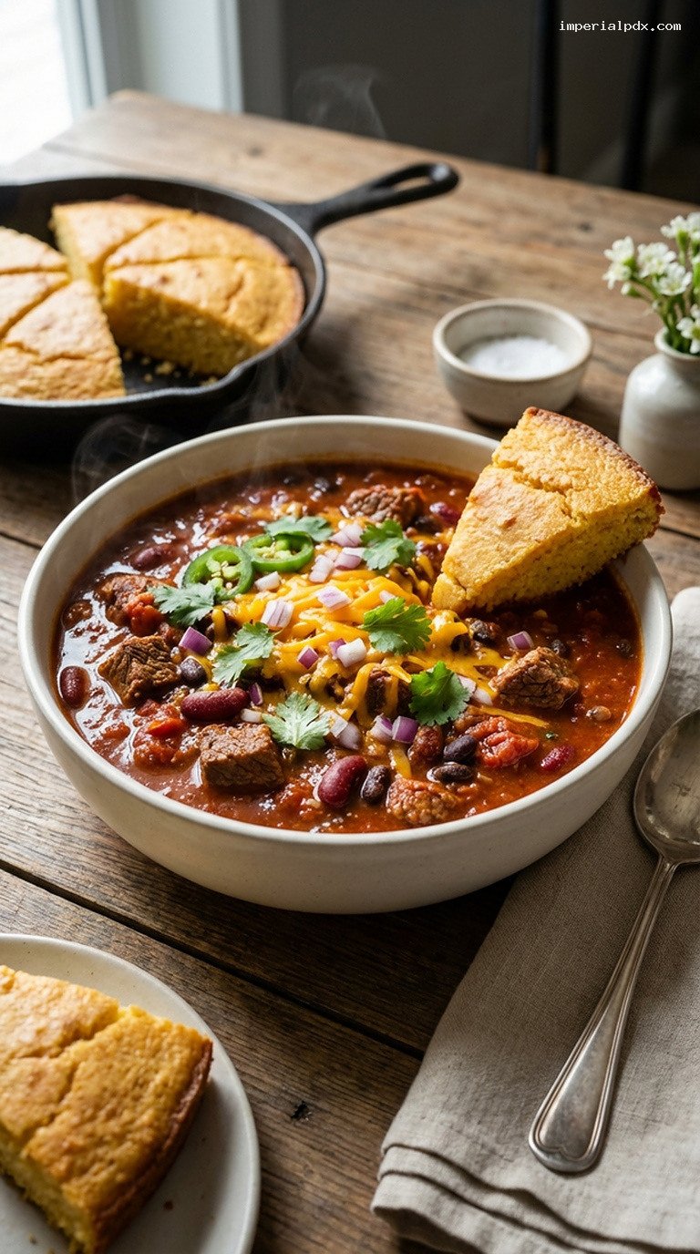 Slow-Simmered Beef and Bean Chili with Cornbread – Imperial Recipes