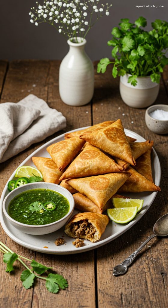 Somali Beef Sambusas with Spicy Basbaas Sauce – Imperial Recipes