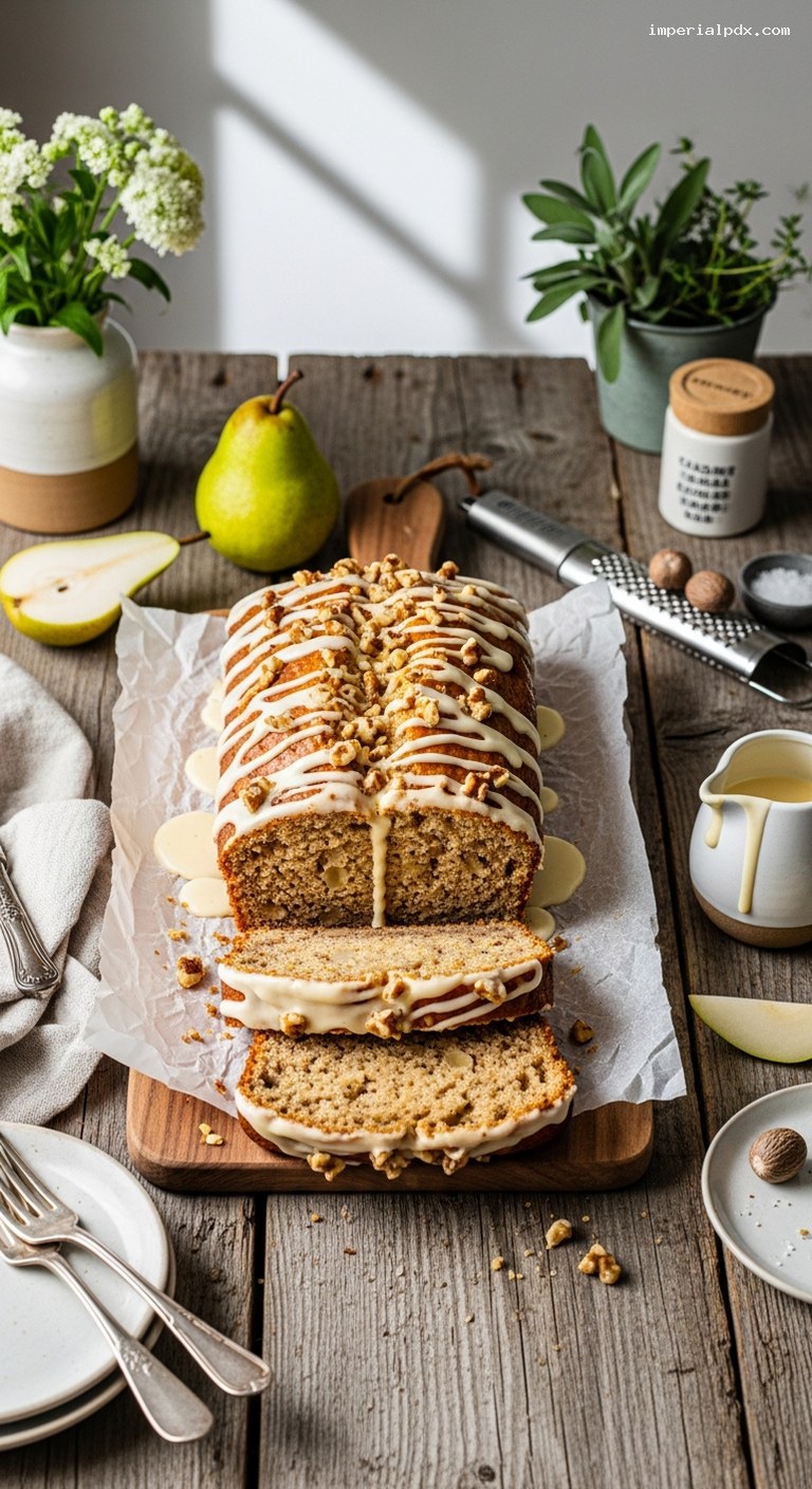 Spiced Pear Bread with Vanilla Glaze and Walnuts – Imperial Recipes