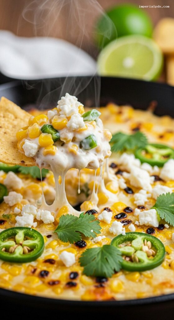 Warm Roasted Corn Dip with Green Chiles and Cotija – Imperial Recipes