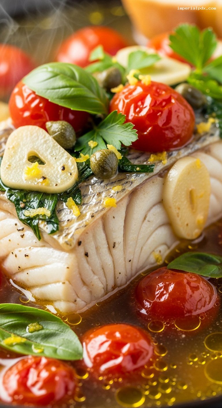 Acqua Pazza Fish with Cherry Tomatoes, Garlic, and White Wine ...