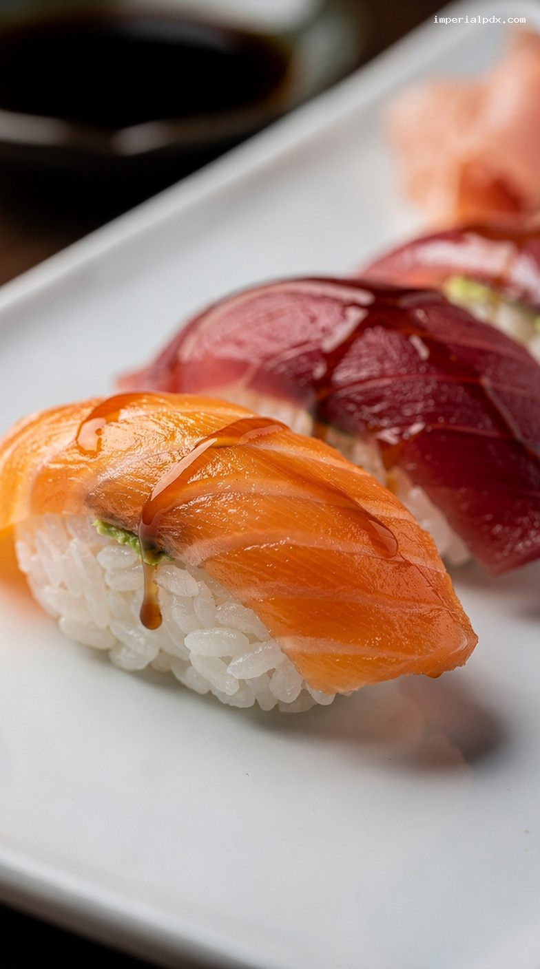 Assorted Sushi Nigiri With Salmon, Tuna, Yellowtail, and Sea Bream ...
