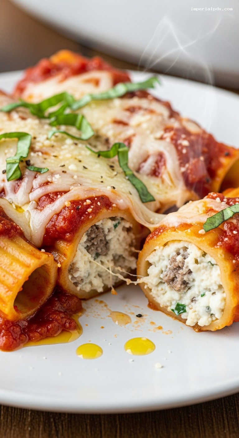 Baked Beef and Ricotta Stuffed Manicotti – Imperial Recipes