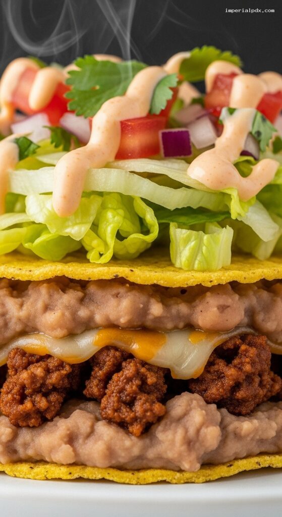 Beef and Bean Tostada Stacks with Chipotle Crema – Imperial Recipes
