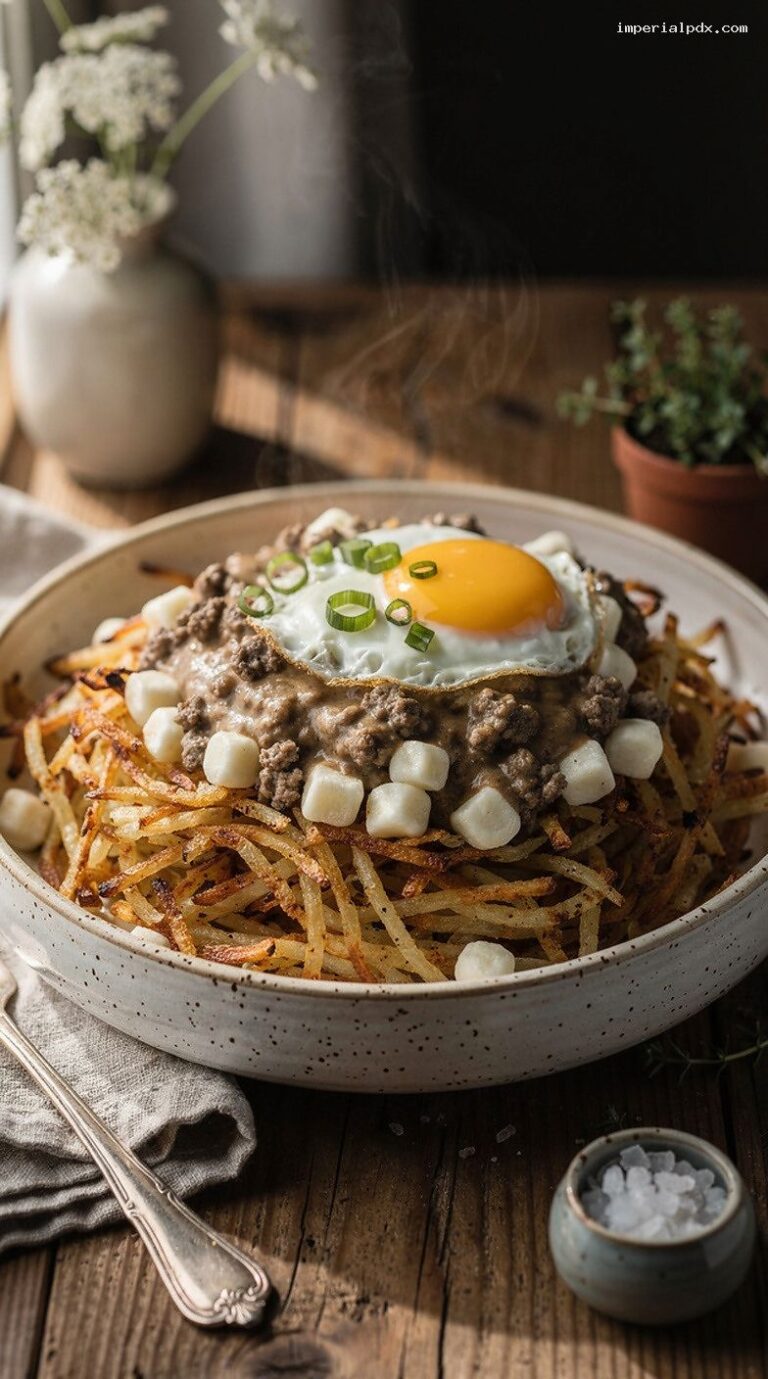 Breakfast Poutine With Hash Browns, Cheese Curds, and Sausage Gravy ...