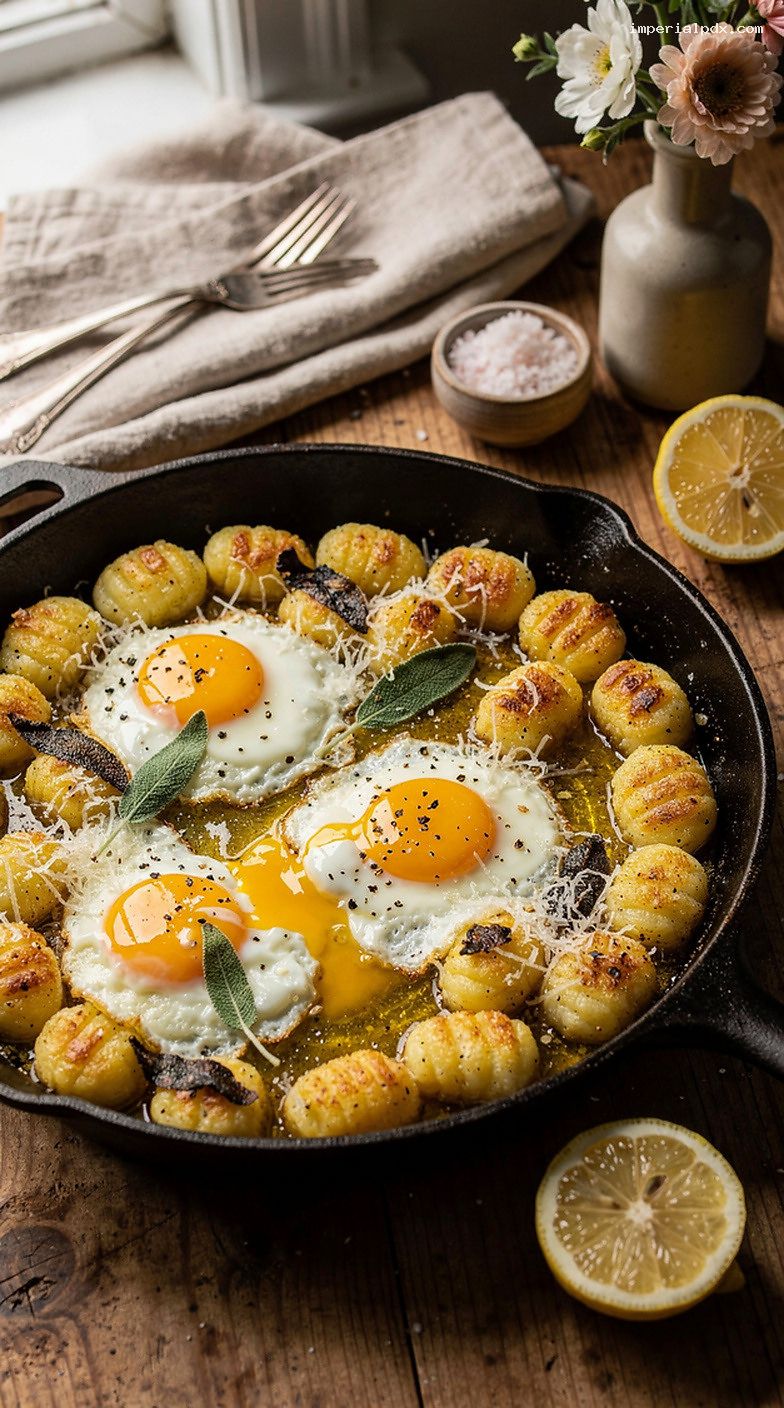 Brown Butter Sage Breakfast Gnocchi Skillet With Eggs – Imperial Recipes