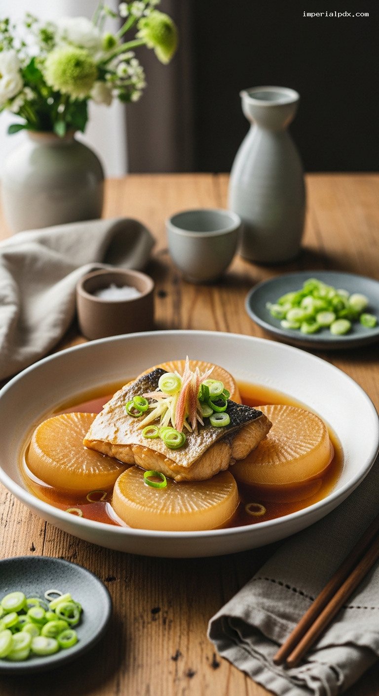 Buri Daikon Japanese Simmered Yellowtail and Radish – Imperial Recipes