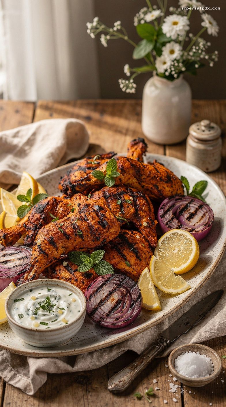 Charcoal-Grilled Tandoori Chicken With Mint Yogurt and Onions ...