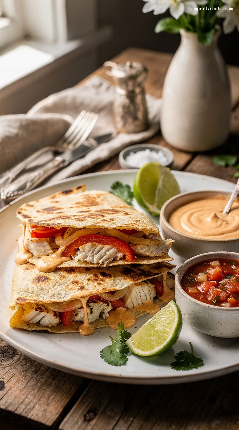 Chipotle Lime Fish Quesadillas With Smoky Crema – Imperial Recipes