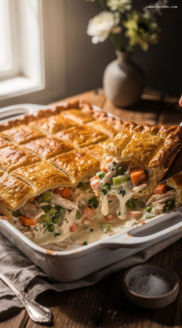 Classic Chicken Pot Pie Tray Bake With Puff Pastry Lid – Imperial Recipes