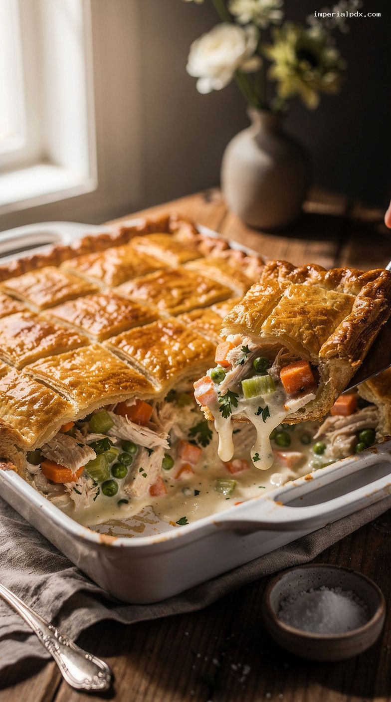 Classic Chicken Pot Pie Tray Bake With Puff Pastry Lid – Imperial Recipes