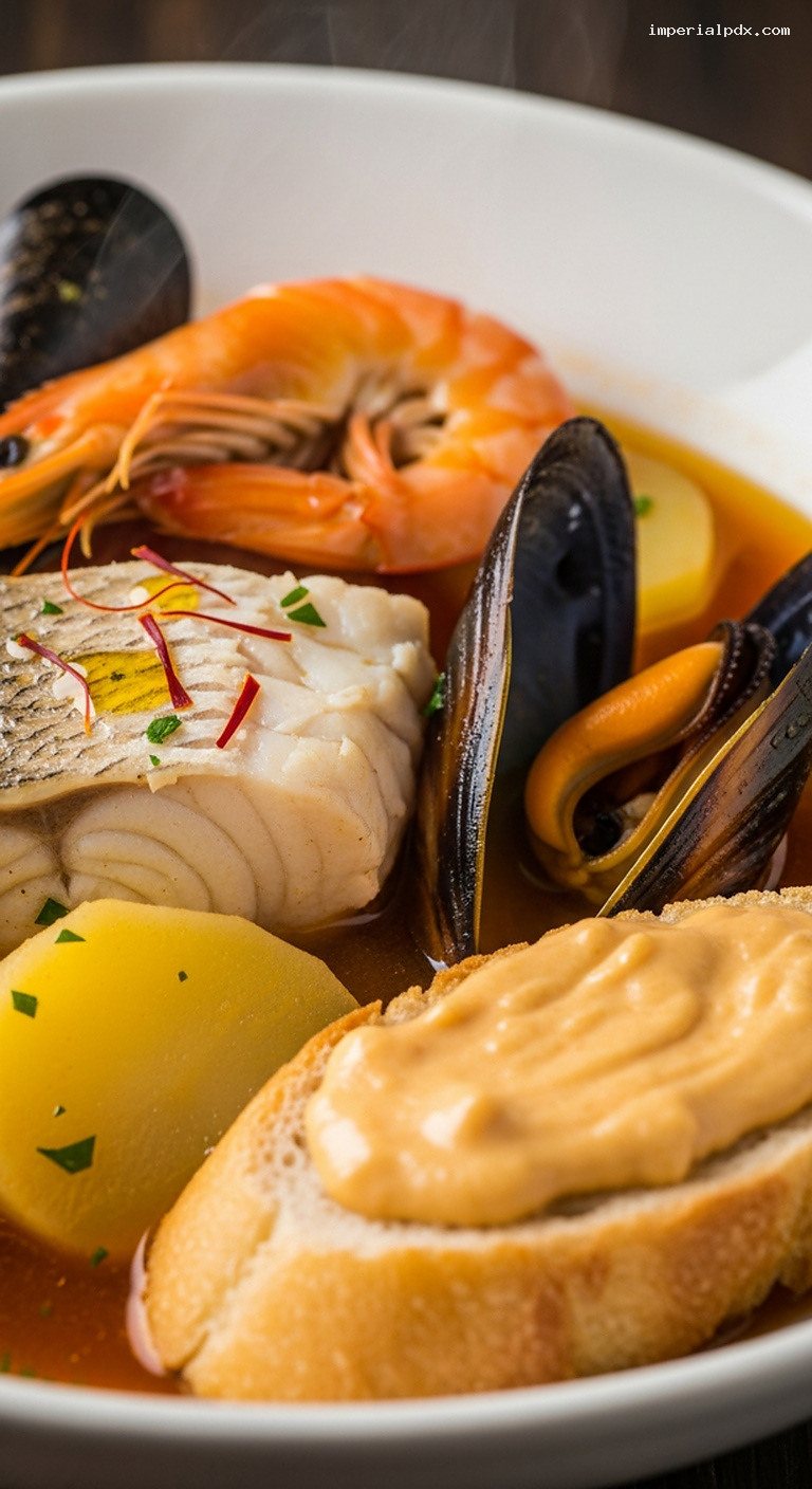 Classic French Bouillabaisse With Rouille and Toasted Baguette ...