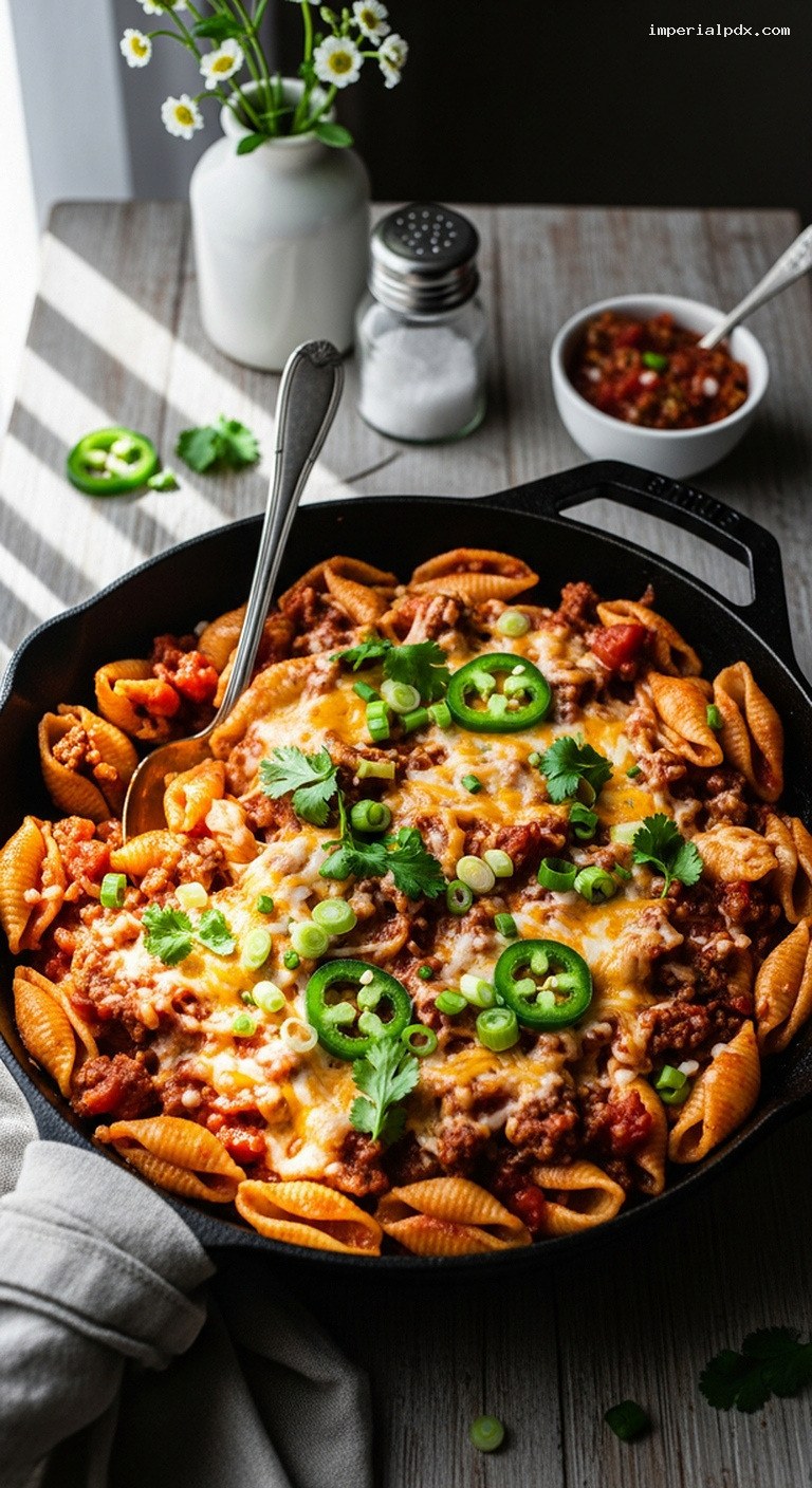 Creamy Skillet Beef Taco Pasta – Imperial Recipes