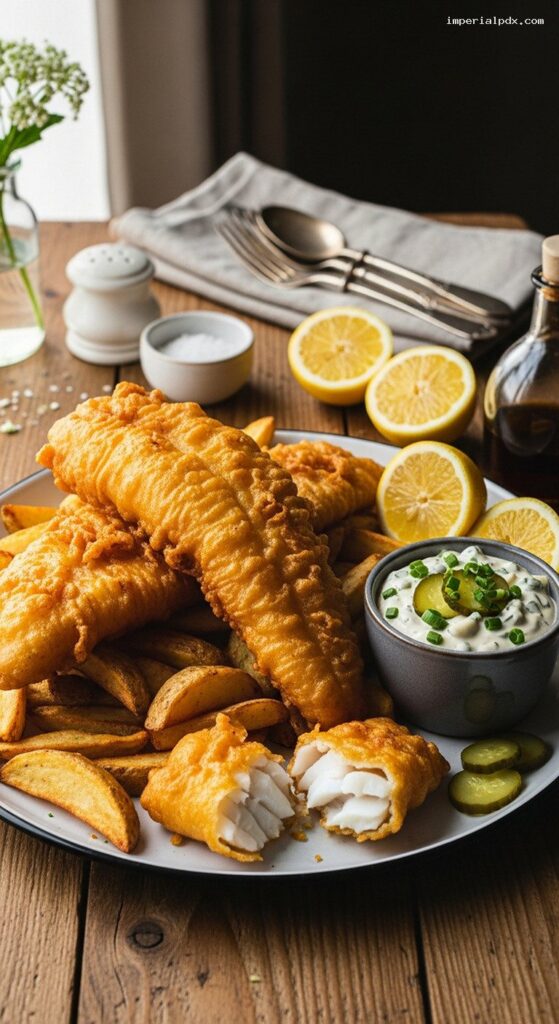 Crispy Beer-Battered Cod and Chips with Tartar Sauce – Imperial Recipes