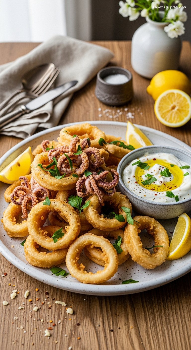 Crispy Kalamar Tava With Garlic Lemon Dipping Sauce – Imperial Recipes
