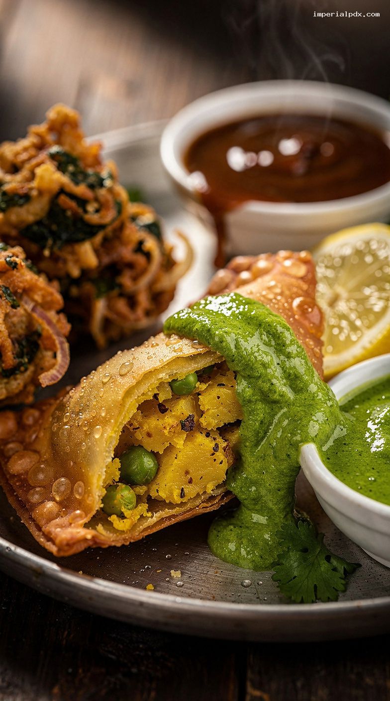 Crispy Samosa and Veg Pakora Snack Platter With Chutneys – Imperial Recipes